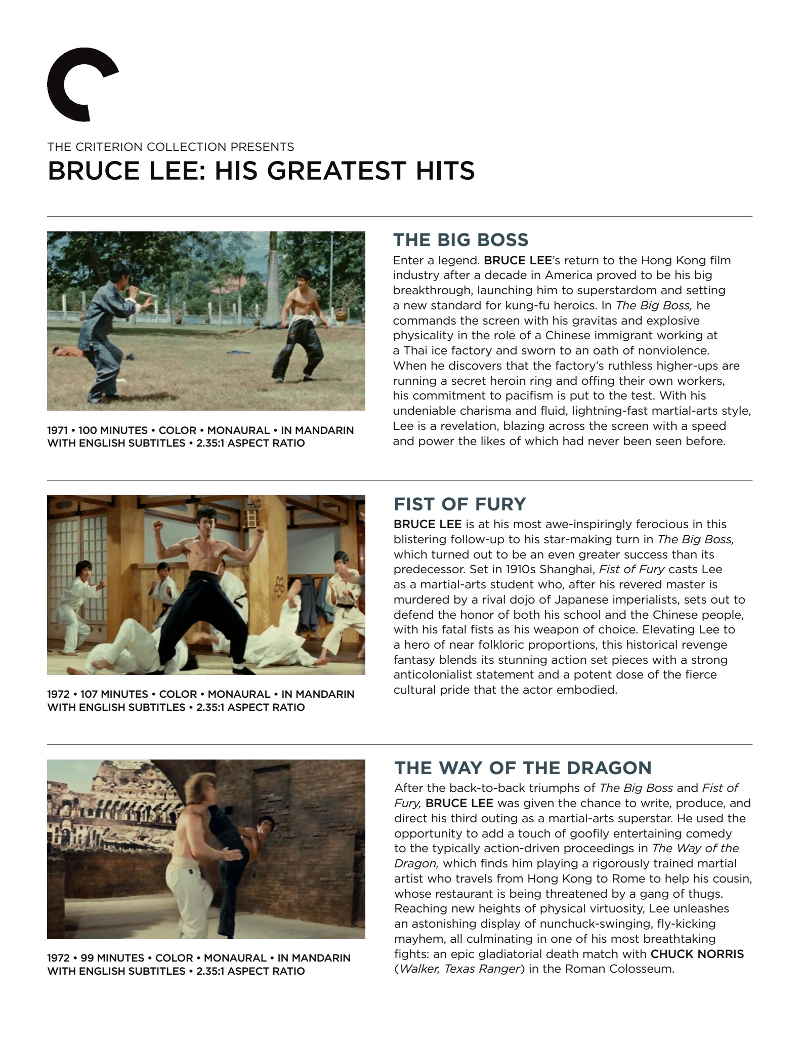 Bruce Lee: His Greatest Hits Blu-ray