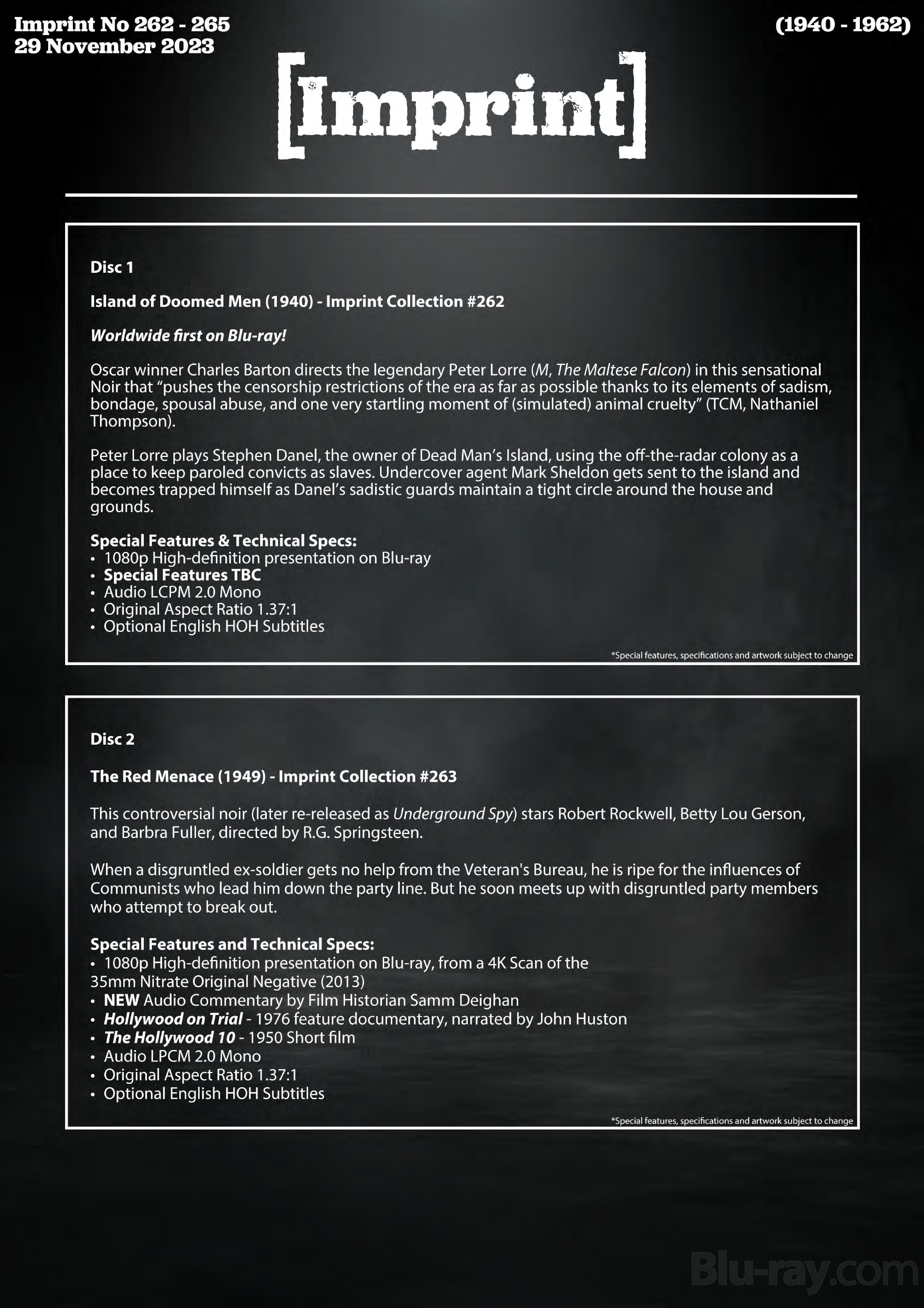 Imprint Films Announces November Releases