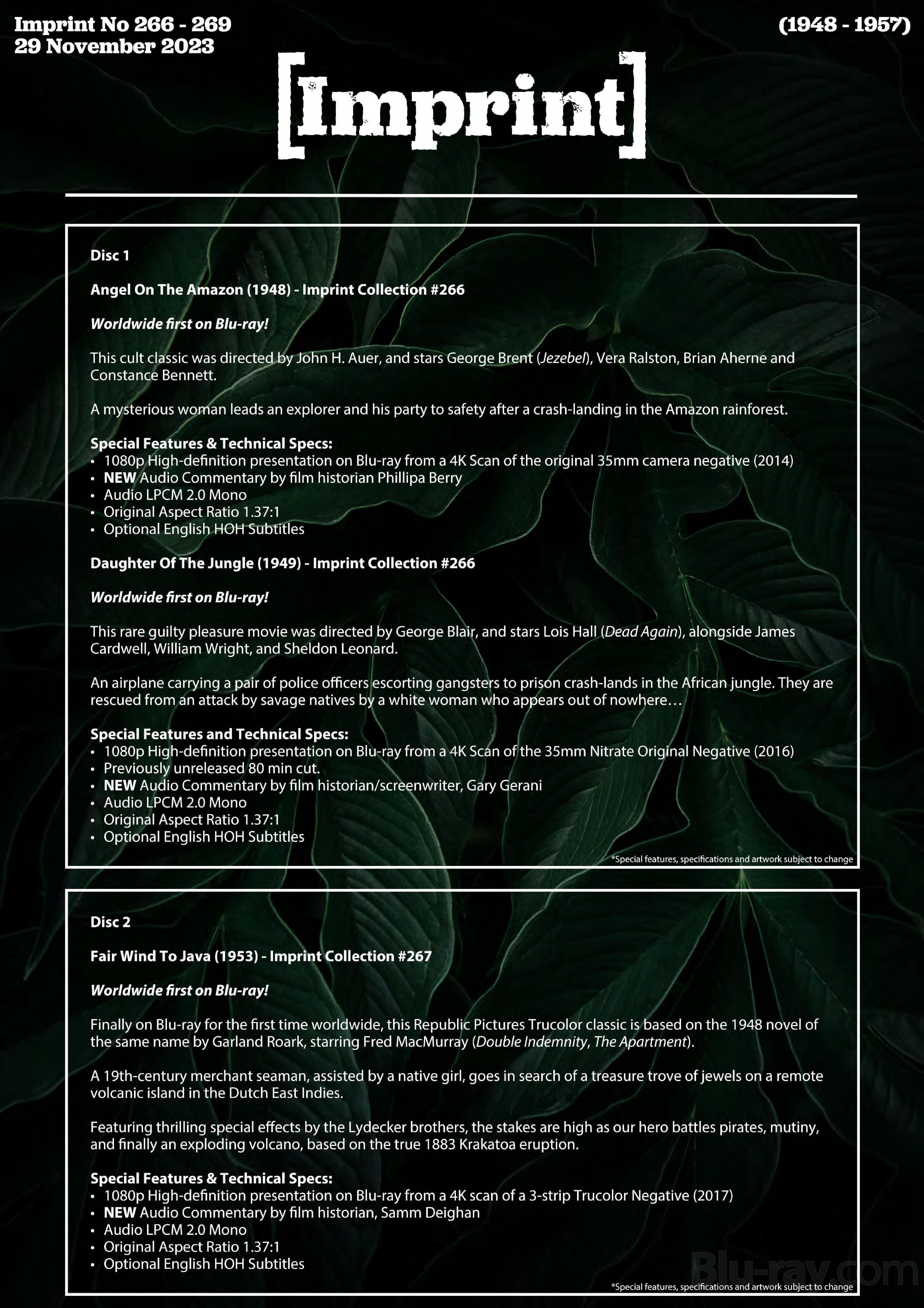 Imprint Films Announces November Releases