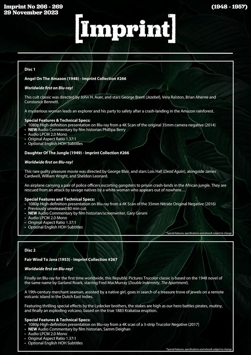 Imprint Films Announces November Releases